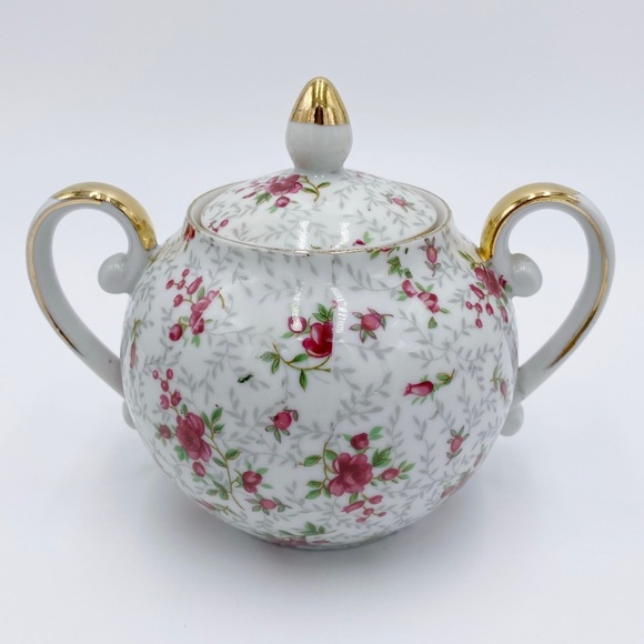 Ceramics Japan | Dining | Vintage Rose Floral Sugar Bowl Ceramic Japan ...
